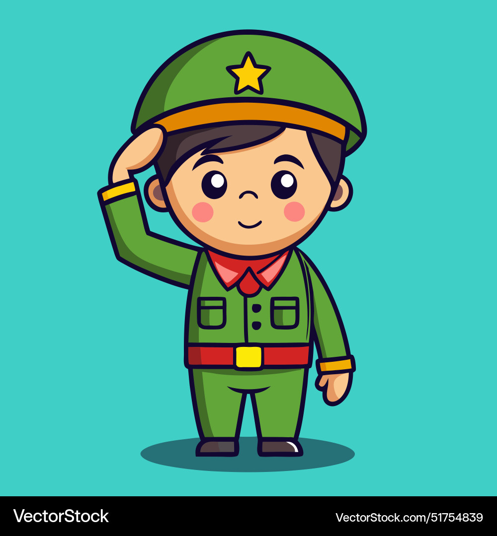 Soldier salute cartoon icon Royalty Free Vector Image