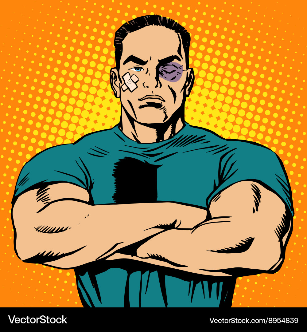 Strong man after a fight Royalty Free Vector Image