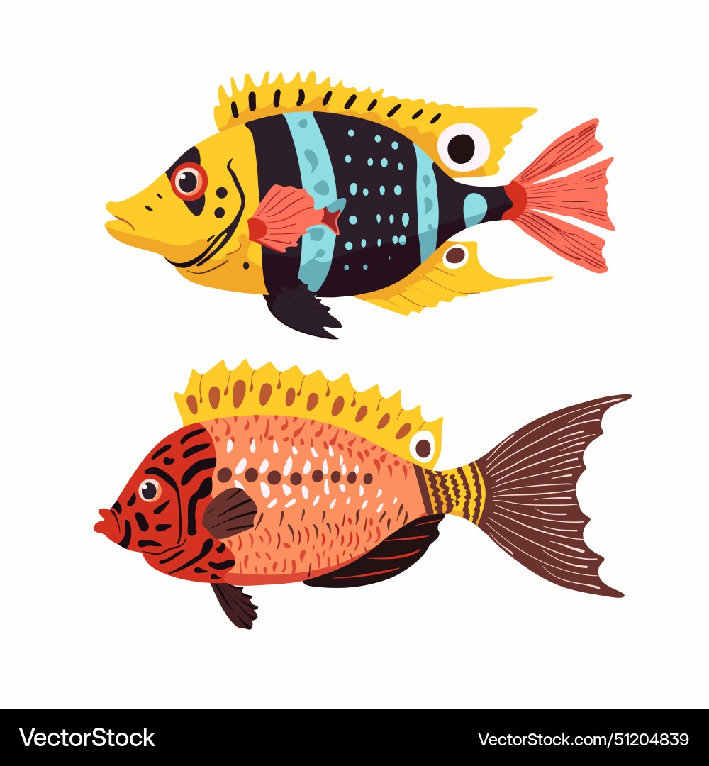Two tropical fish colorful underwater Royalty Free Vector