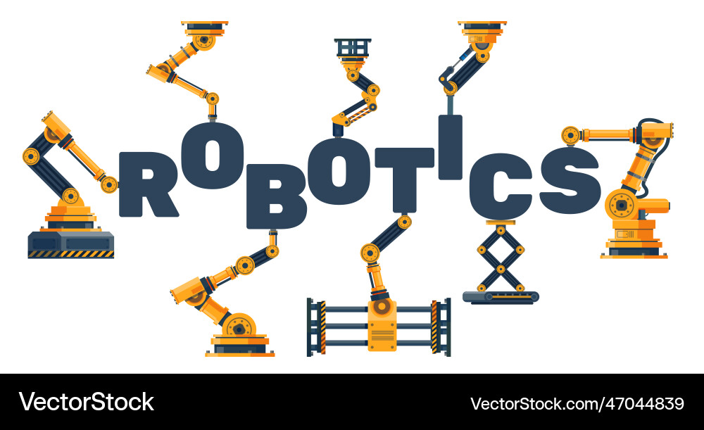 Word Robotik faltet sich mit Robotern ein Vektorbild