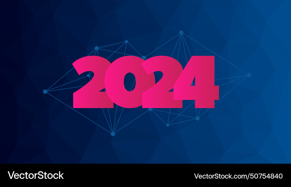 2024 year symbol on low poly network pattern Vector Image