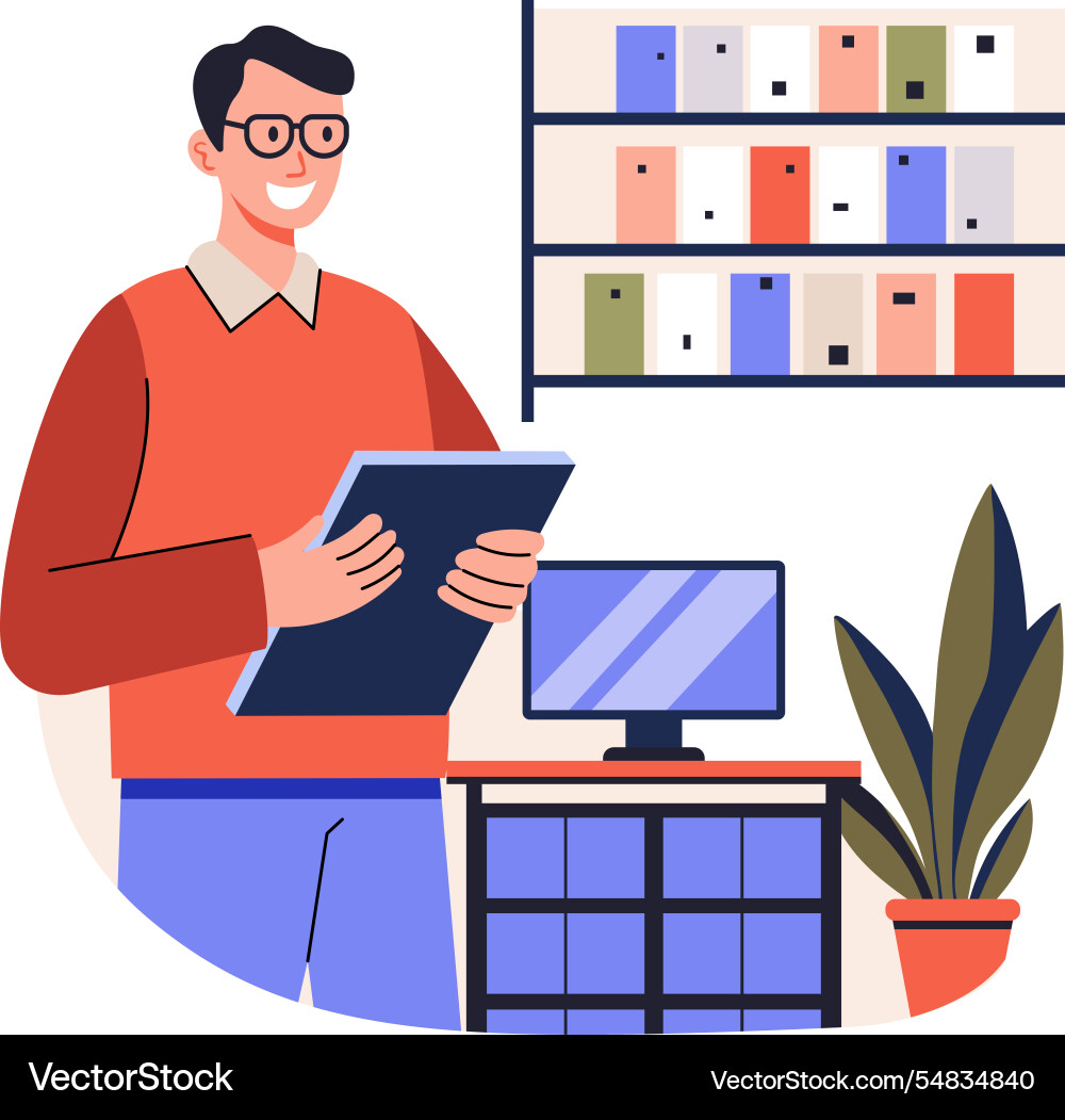 Business manager flat character Royalty Free Vector Image