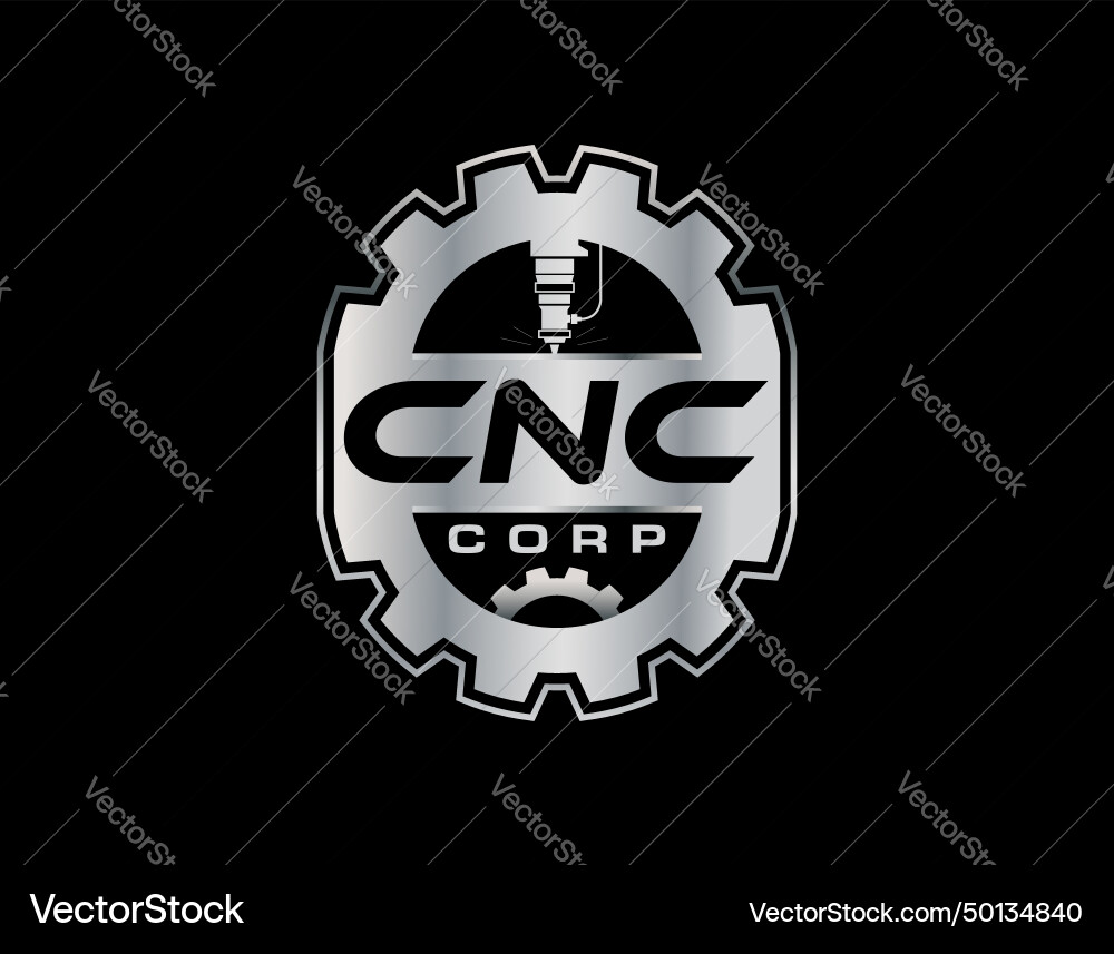 Cnc metal machinery logo design template Vector Image