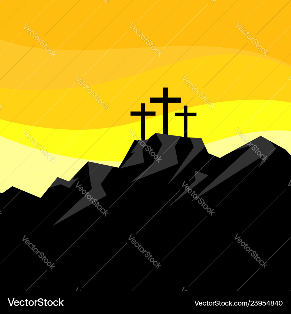 Easter three crosses on calvary Royalty Free Vector Image