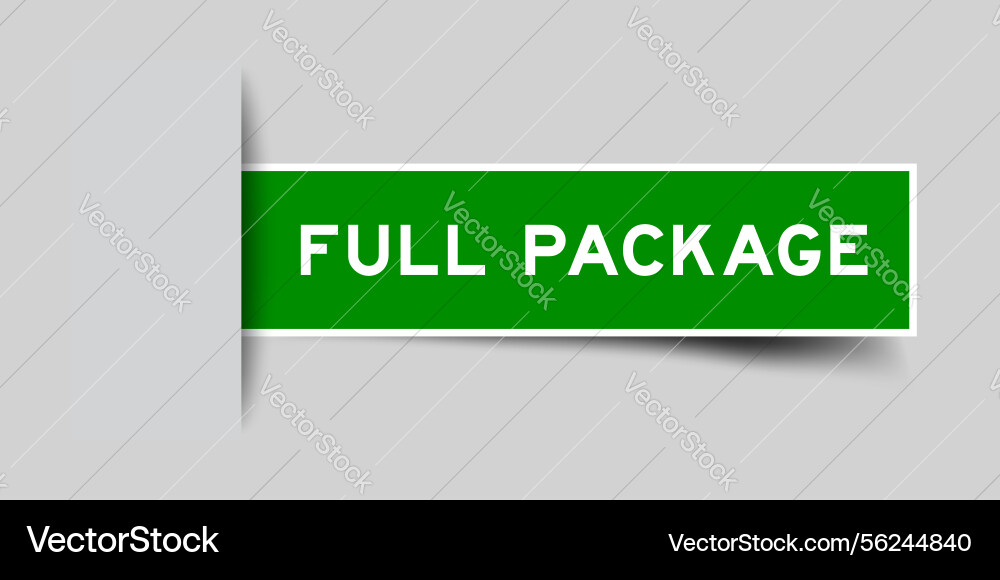 Green color square shape sticker label with word Vector Image