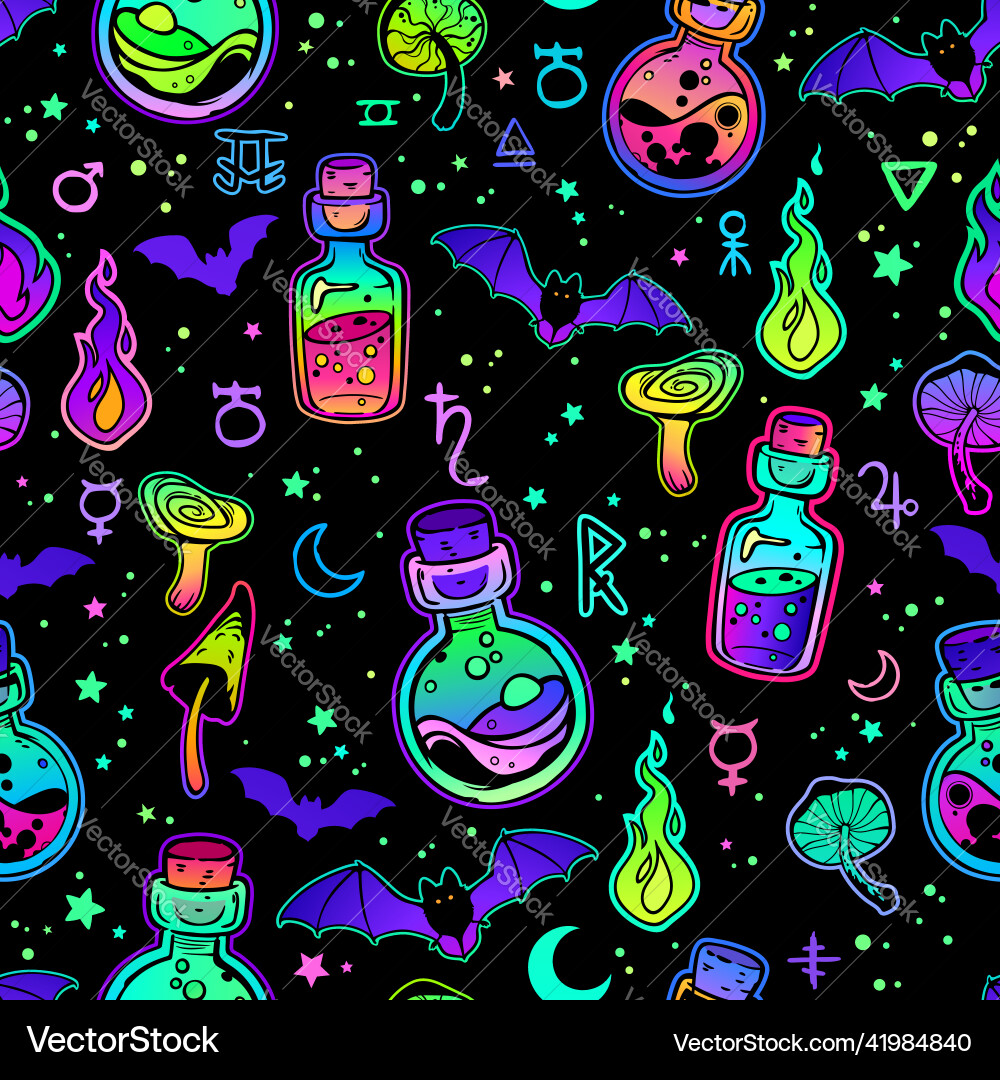 Magical Halloween Pattern Royalty Free Vector Image