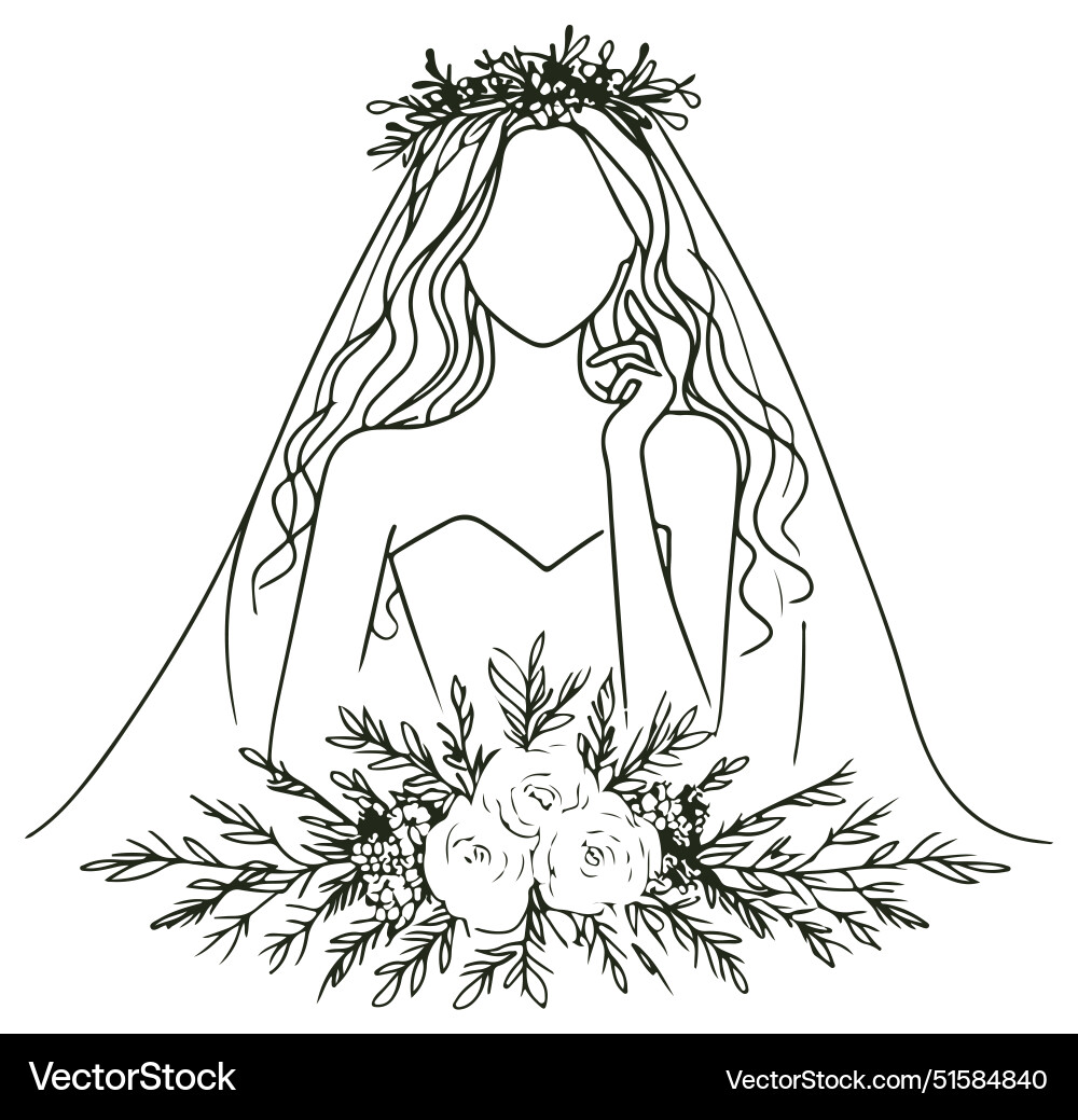 One continuous drawn line wedding from Royalty Free Vector