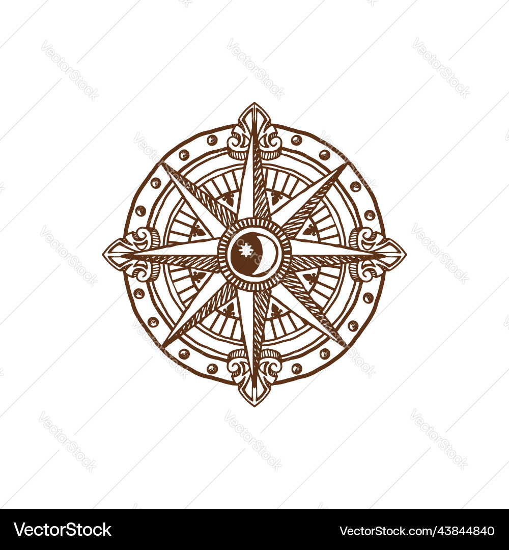 Vintage Medieval Wind Rose Compass Royalty Free Vector Image