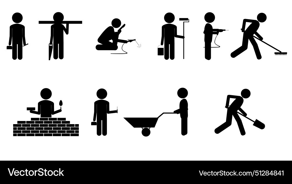 10 icons set construction man on white back Vector Image