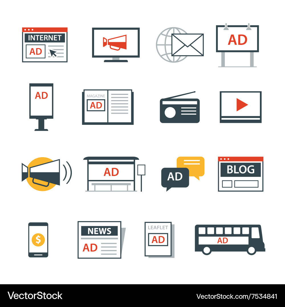 Advertising media icon flat design Royalty Free Vector Image