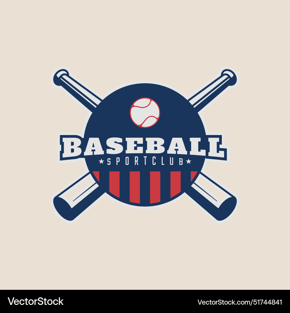 Baseball with emblem vintage logo minimalist game Vector Image