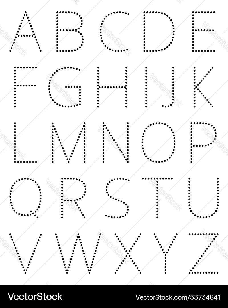 Dotted alphabet letters a to z uppercase Vector Image