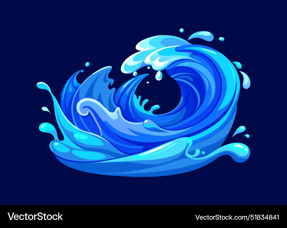 Flowing blue aqua with swirls and splashes Vector Image