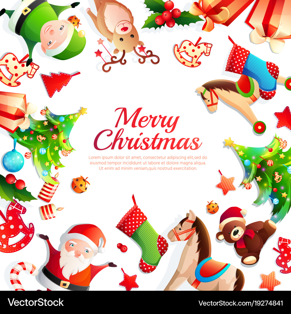Merry christmas cartoon frame Royalty Free Vector Image