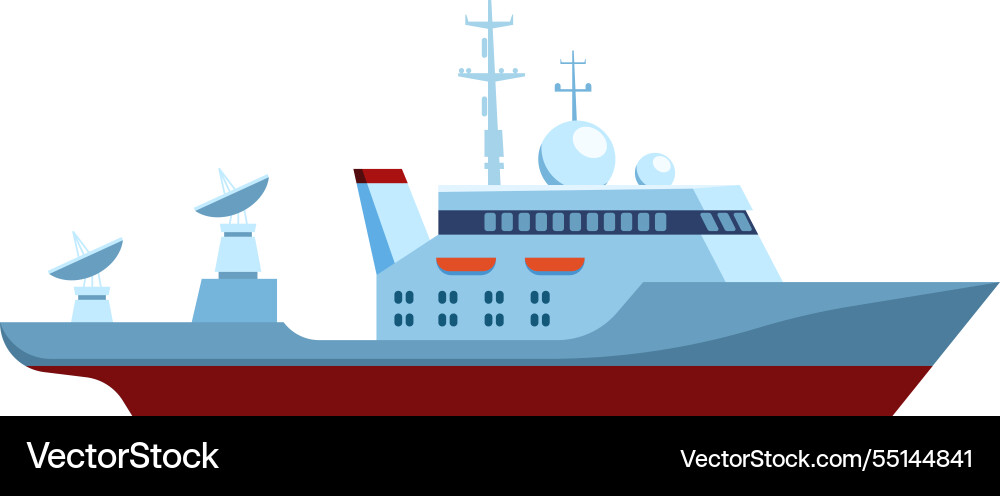 Modern warship sailing across the ocean featuring Vector Image