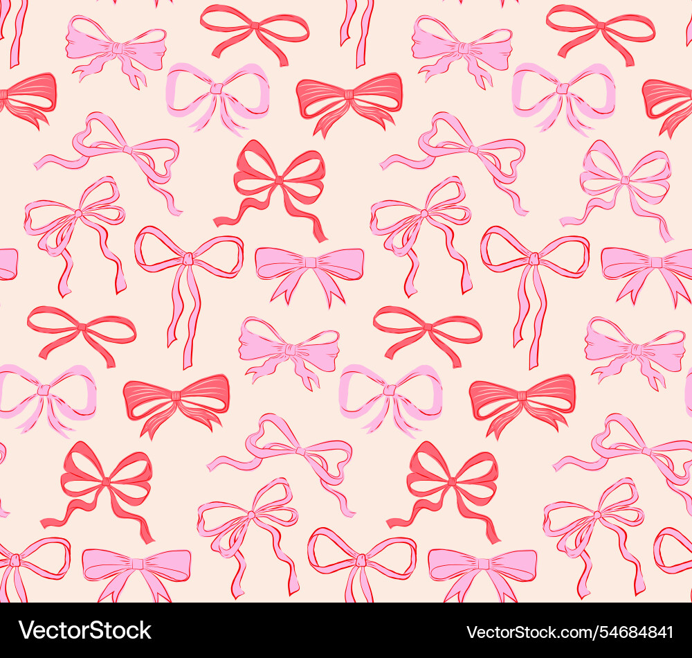 Seamless pattern of hand drawn bows ribbons art Vector Image