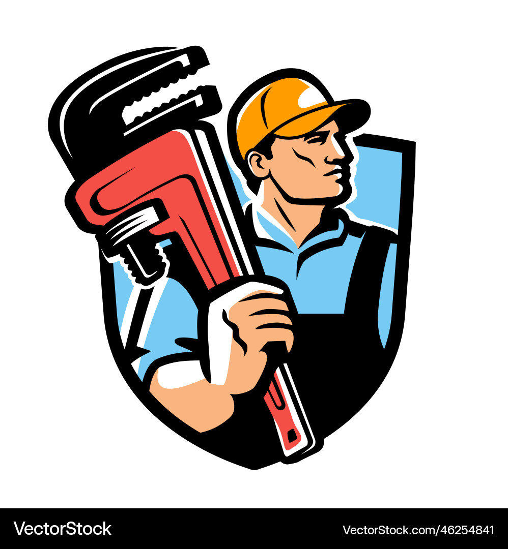 Service worker builder with adjustable wrench Vector Image