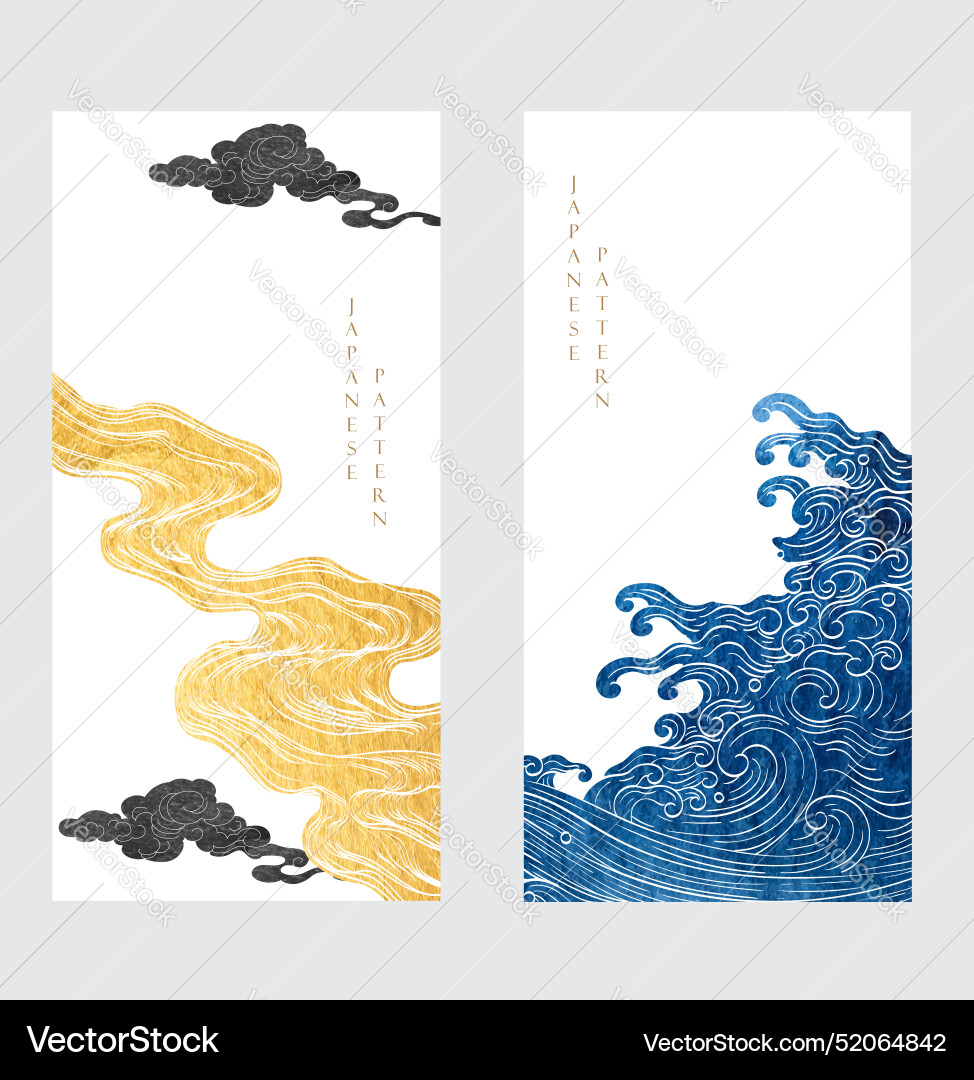 Blue and gold abstract art background with Vector Image