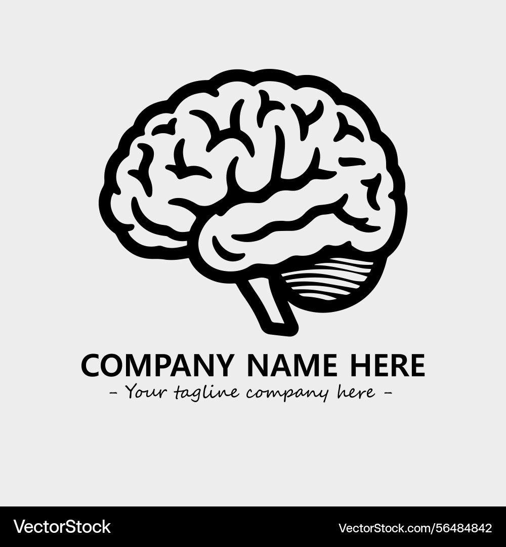 Brain black and white for logo company image Vector Image