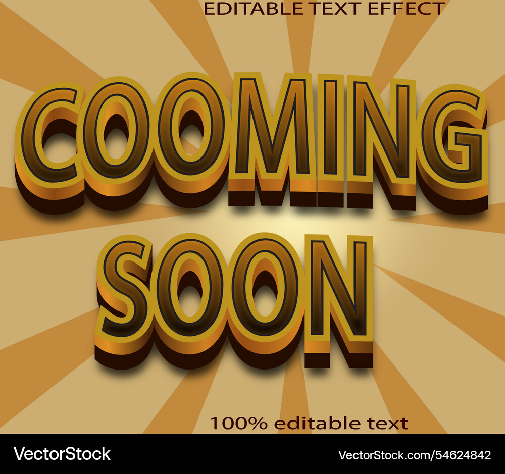 Coming soon editable text effect 3d emboss Vector Image