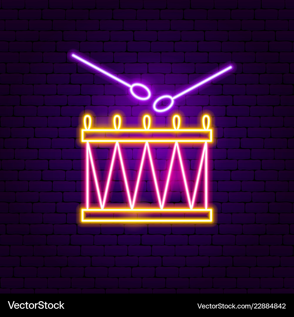 Drum neon sign Royalty Free Vector Image - VectorStock