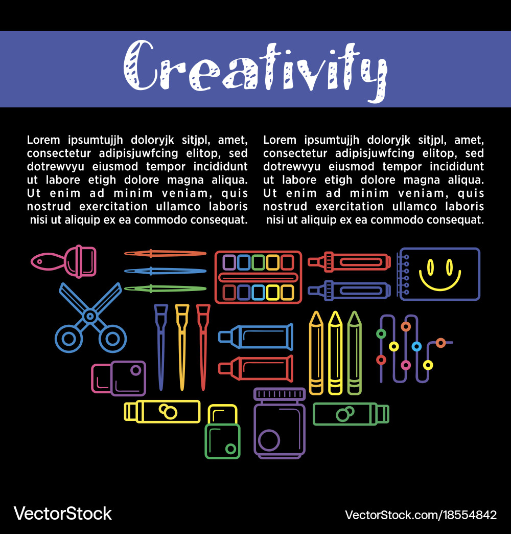 Kids creativity and art design poster Royalty Free Vector