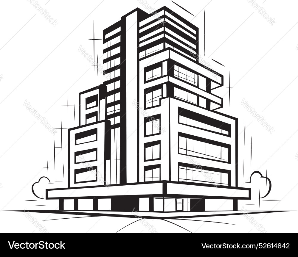 Monochrome urban development black multifloor Vector Image