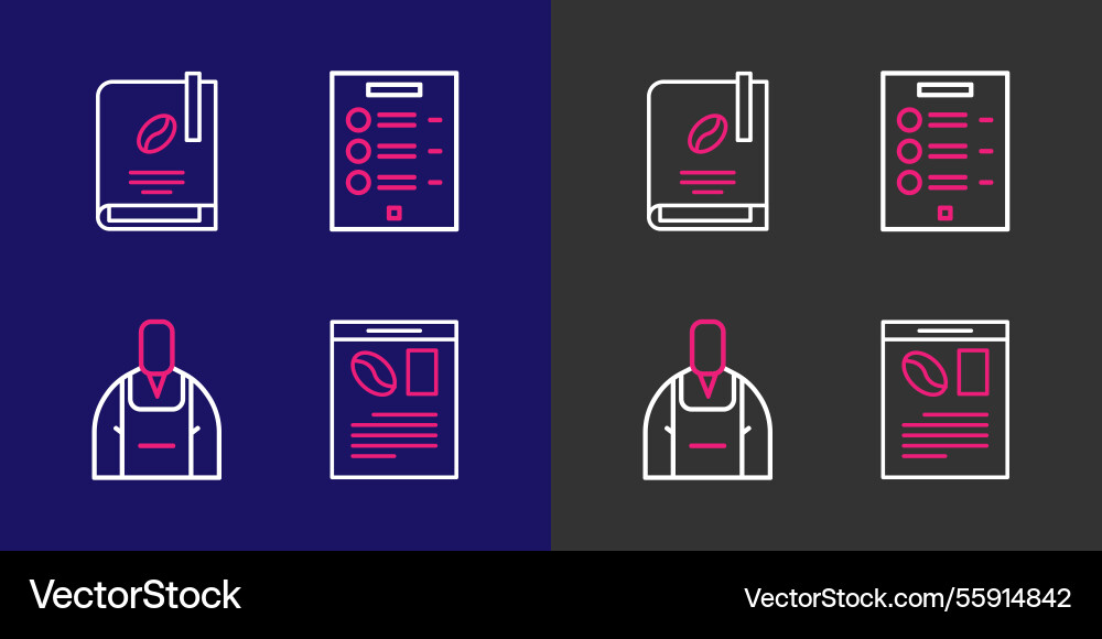 Set line newspaper and coffee barista menu Vector Image