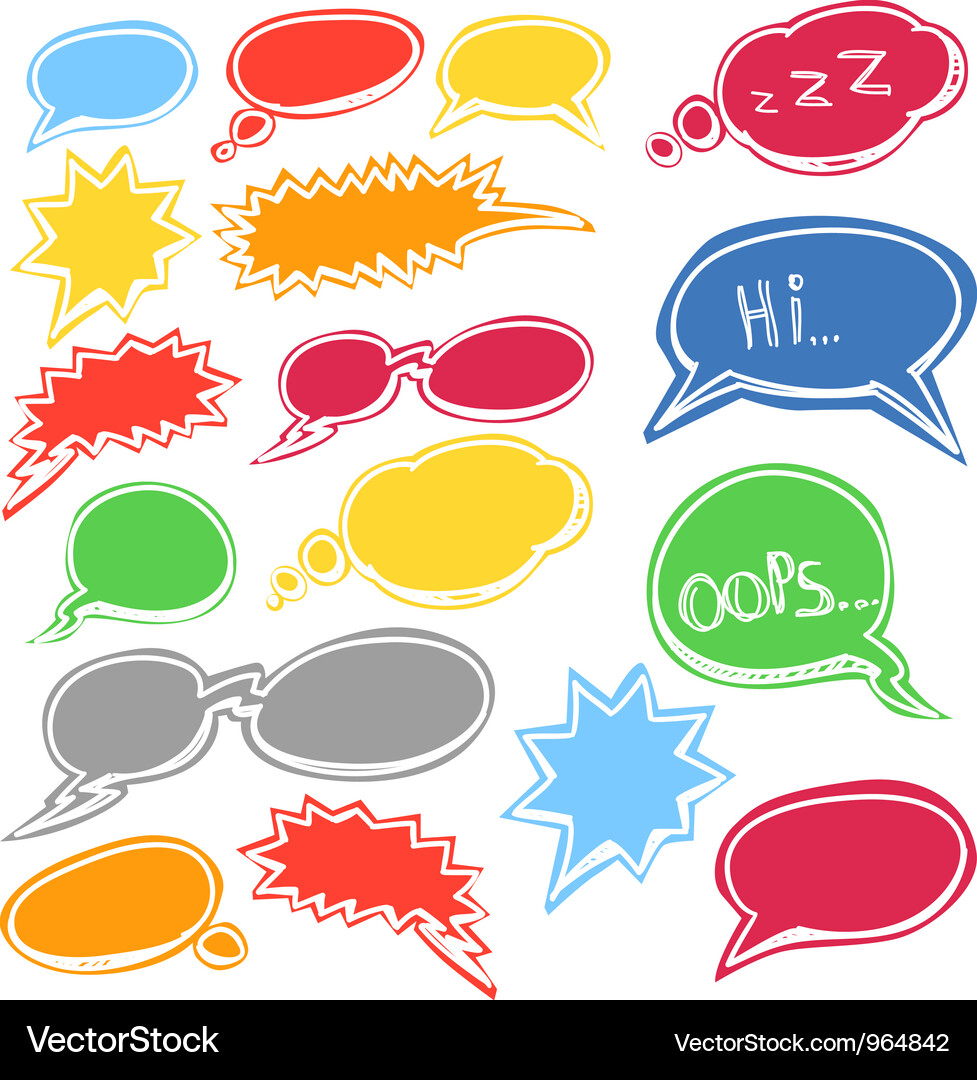 Set of colored comic style talk clouds Royalty Free Vector