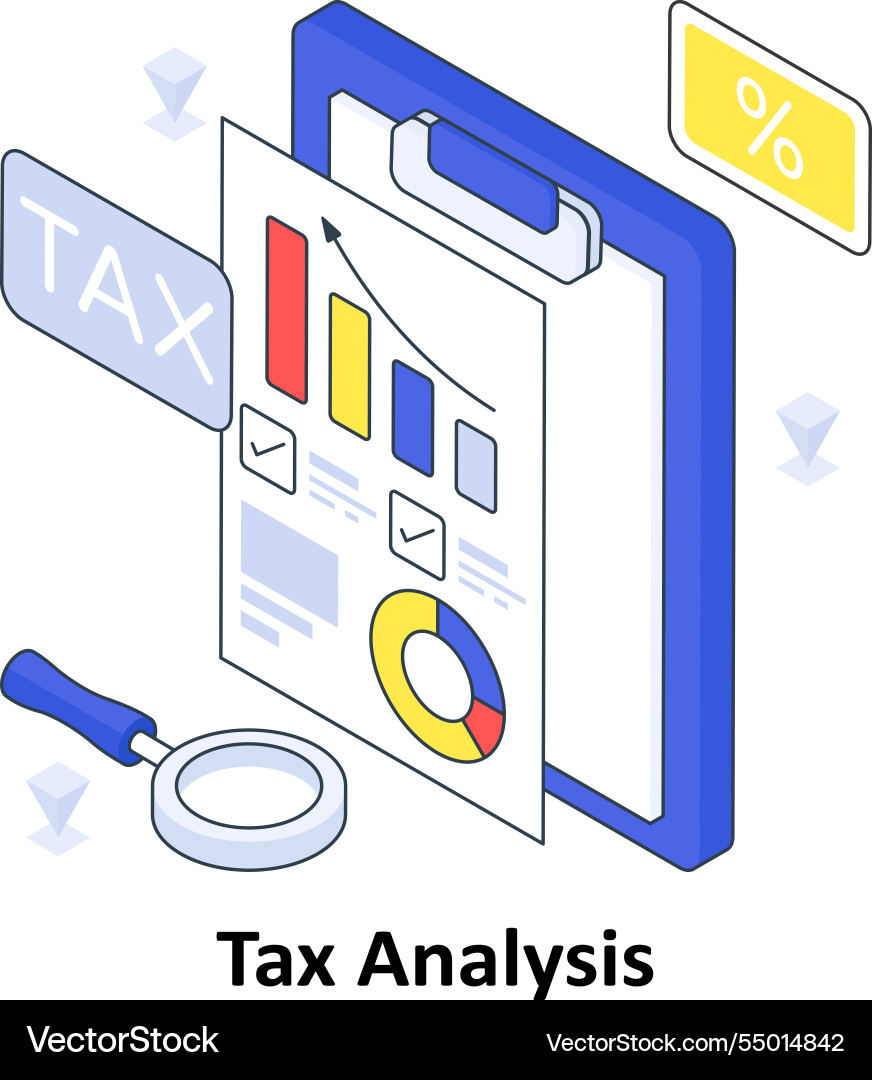 Tax analysis isometric colored eps f Royalty Free Vector