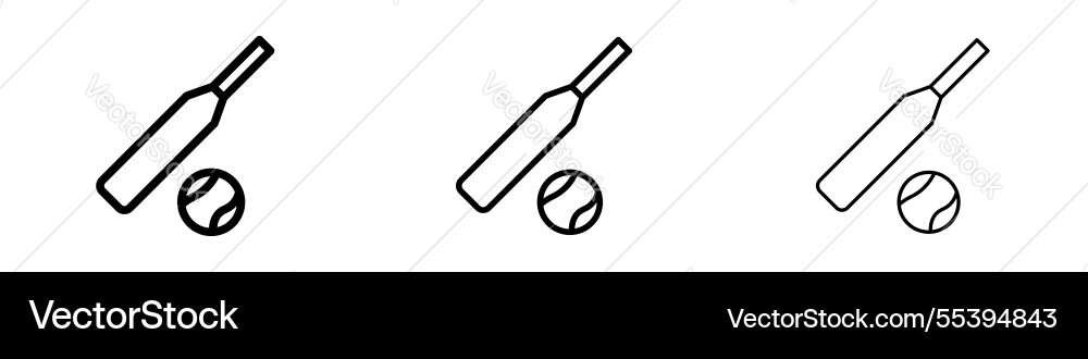 Cricket icons in three different stroke lines Vector Image
