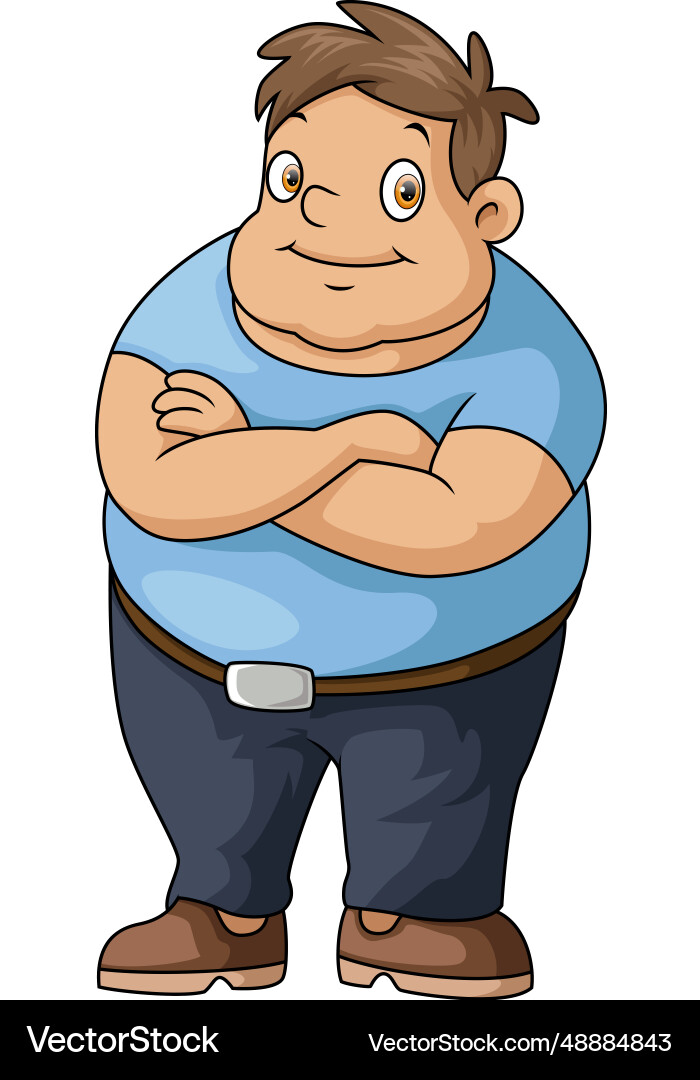 Cute fat boy cartoon standing Royalty Free Vector Image