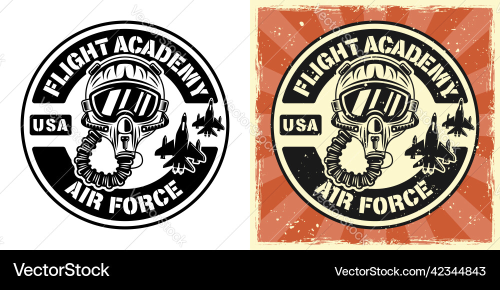 Flight academy emblem badge label logo Royalty Free Vector