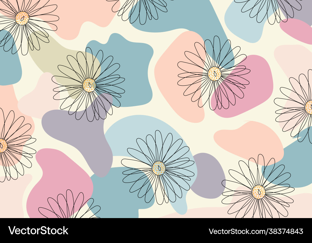 Floral Pastel Line Pattern Royalty Free Vector Image