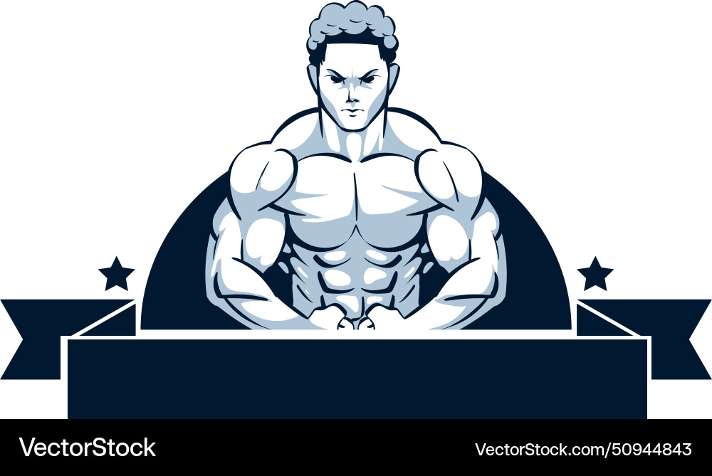 Gym emblem muscular man Royalty Free Vector Image