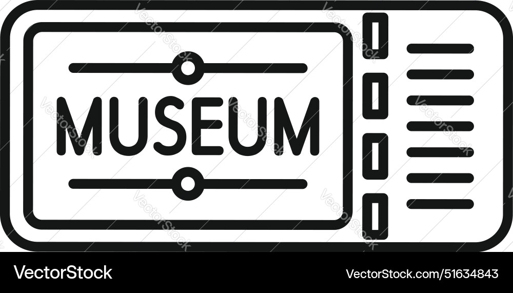 Museum ticket admit one access pass showing entry Vector Image