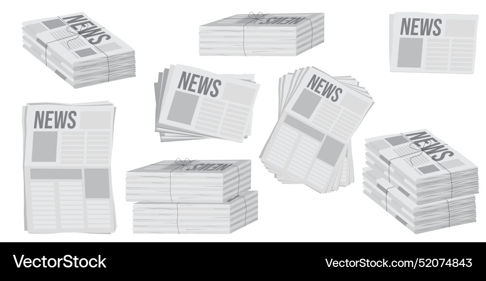 Pile of newspapers on white background stack Vector Image