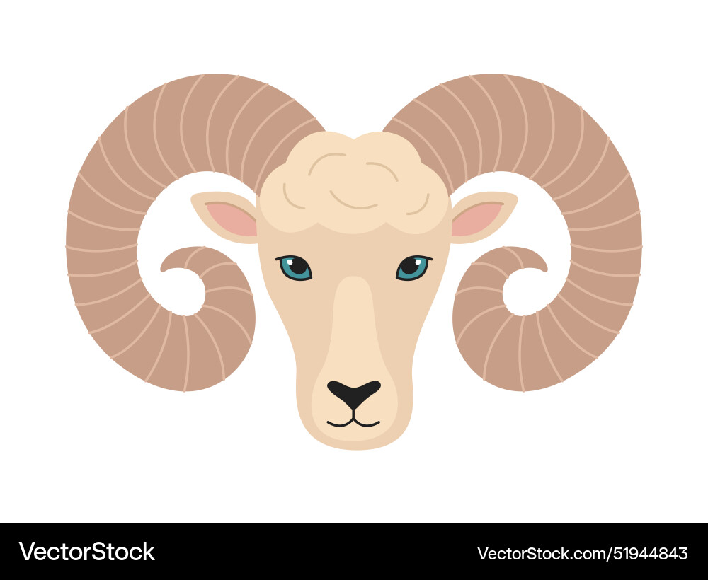 Ram head with big horns sheep portrait aries Vector Image
