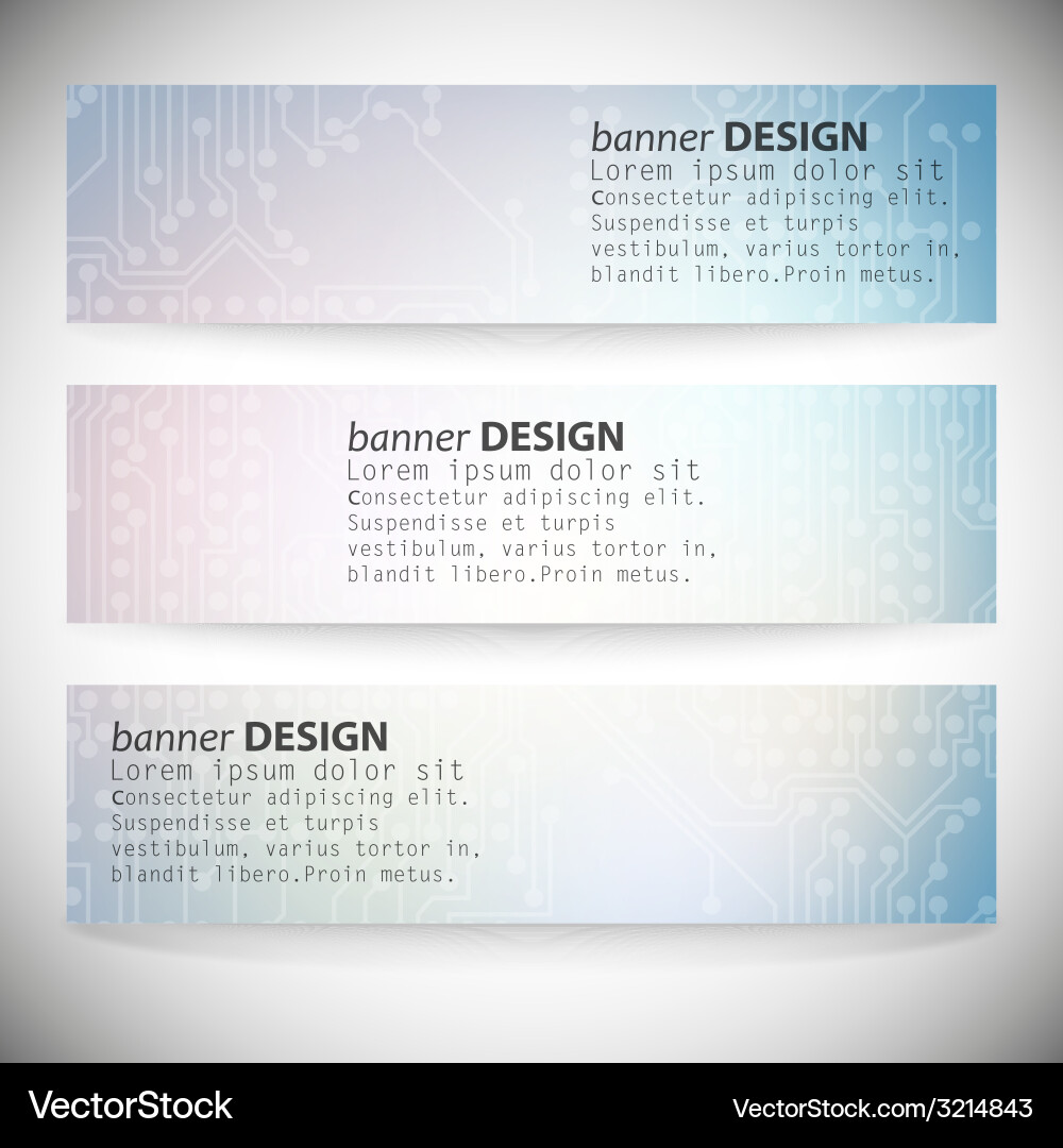 Set of horizontal banners microchip backgrounds Vector Image