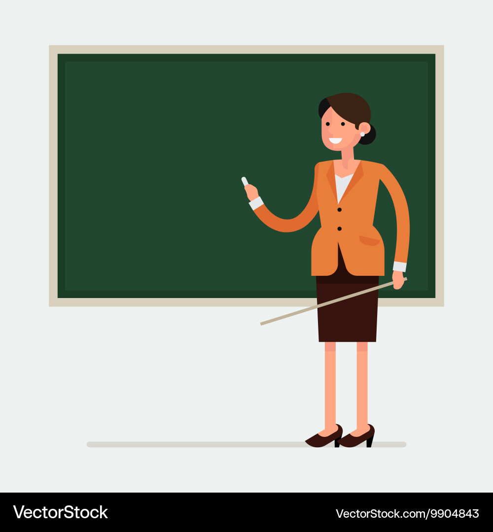 Teacher in a classroom with blackboard Royalty Free Vector