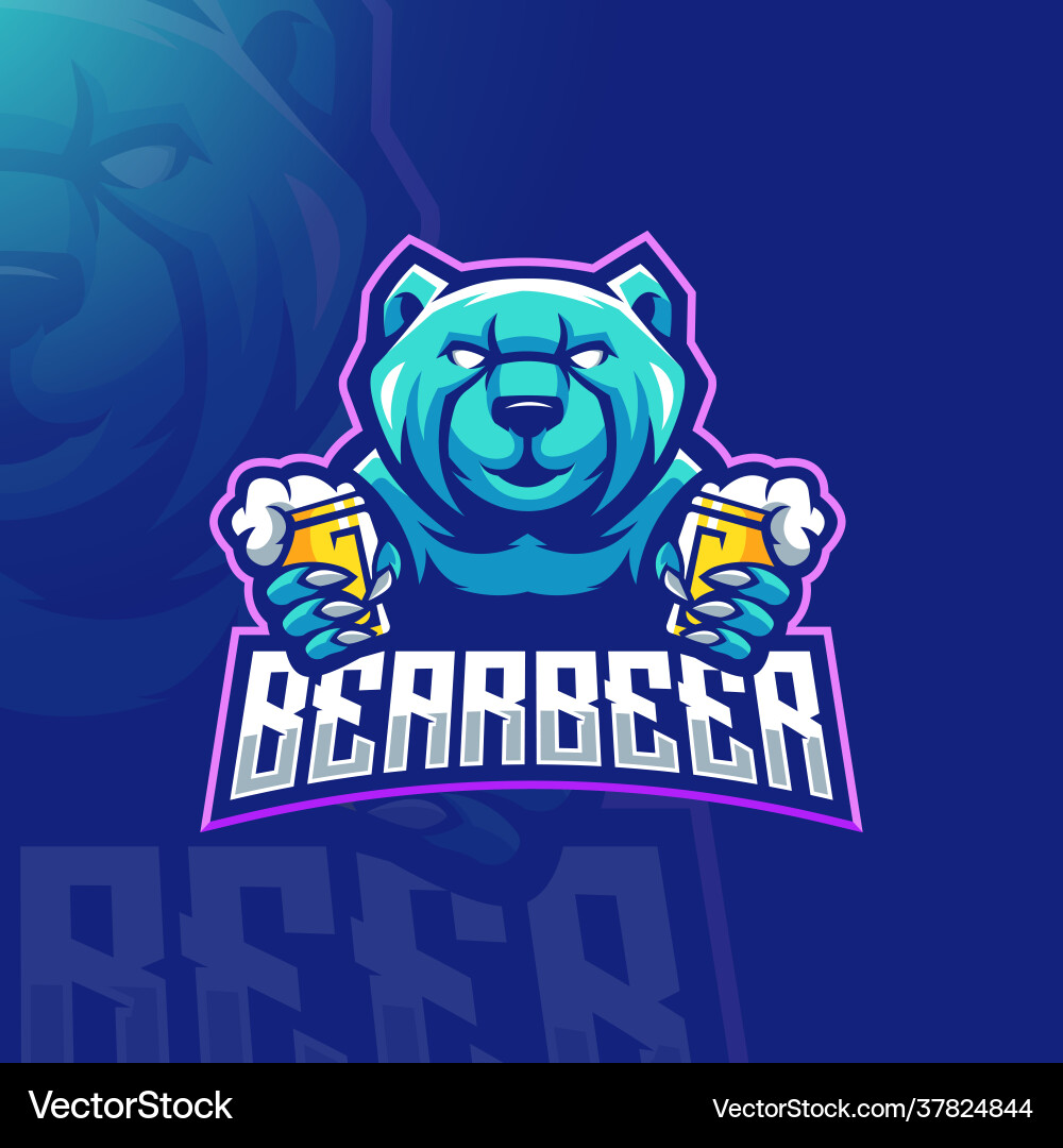 Bear beer mascot logo Royalty Free Vector Image