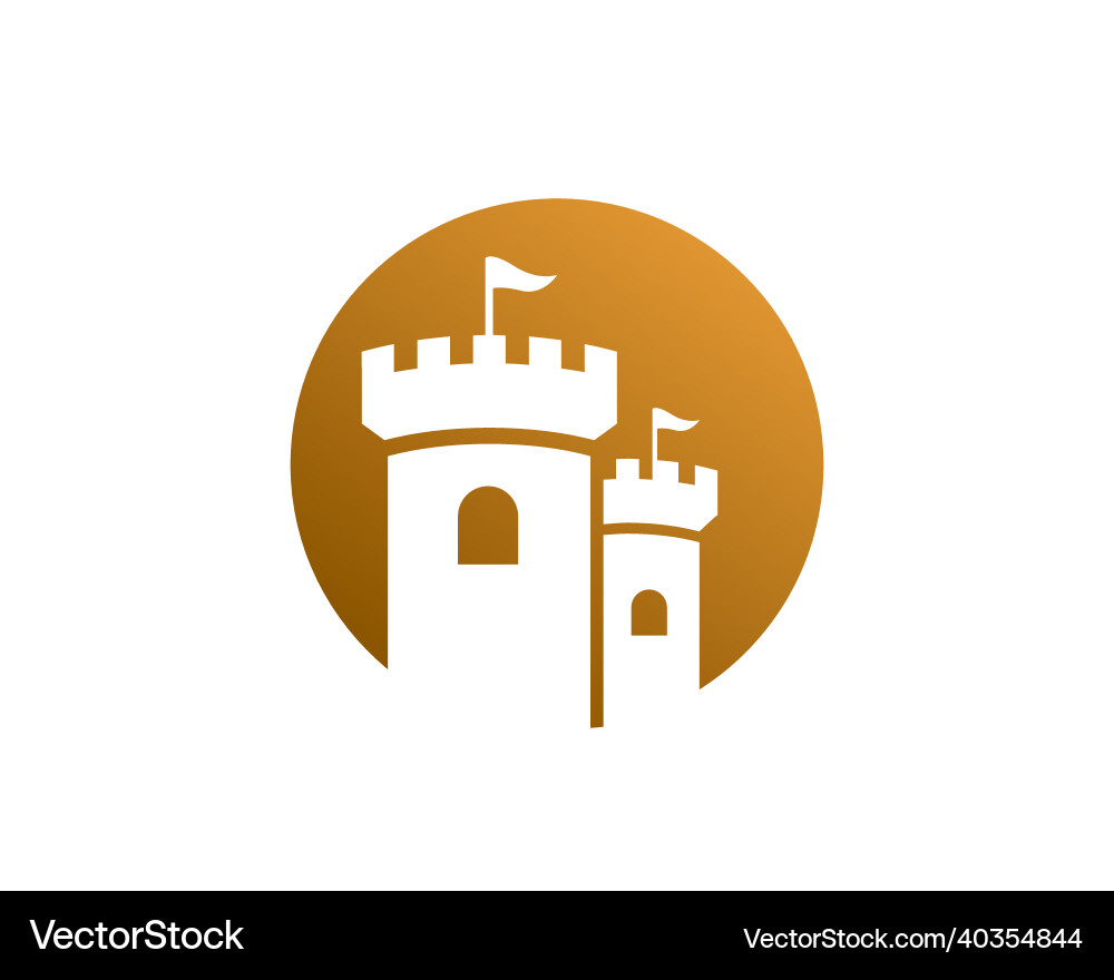 Castle tower logo template icon symbol Royalty Free Vector