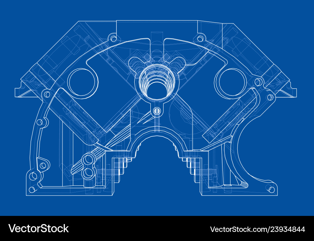 Engine block sketch rendering of 3d Royalty Free Vector