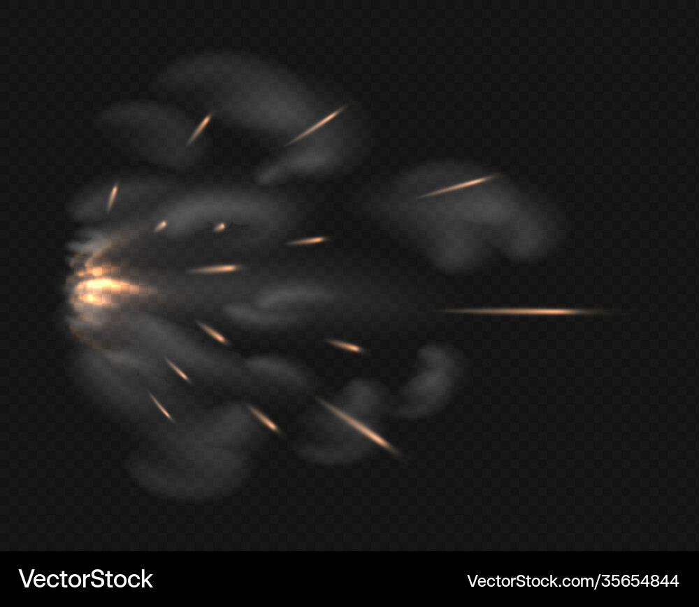 Gun flash realistic visual effect firearm shot Vector Image