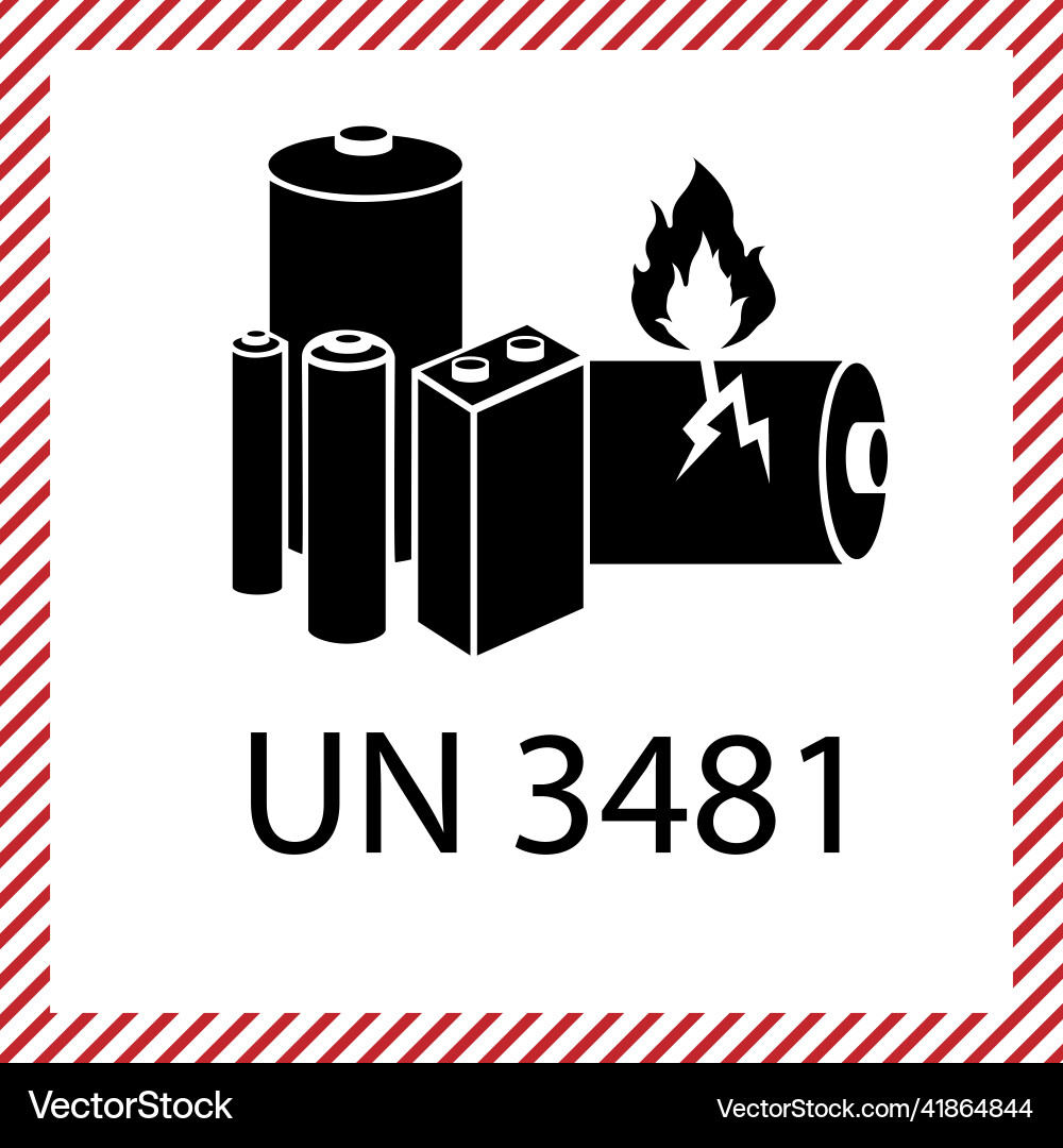 Lithium Battery UN3481 Dangerous Goods Label Vector Image