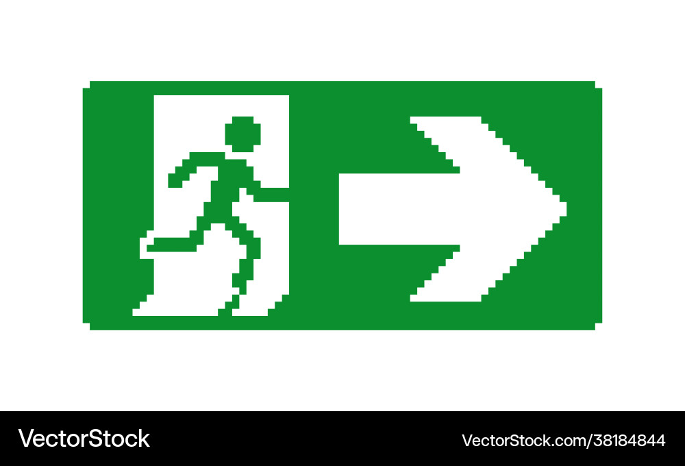 Pixel emergency exit sign for game assets Vector Image