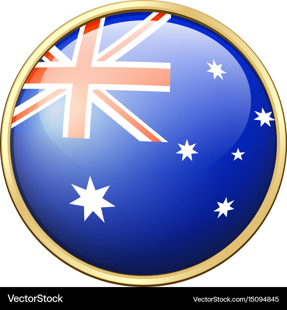 Australia flag on round badge Royalty Free Vector Image