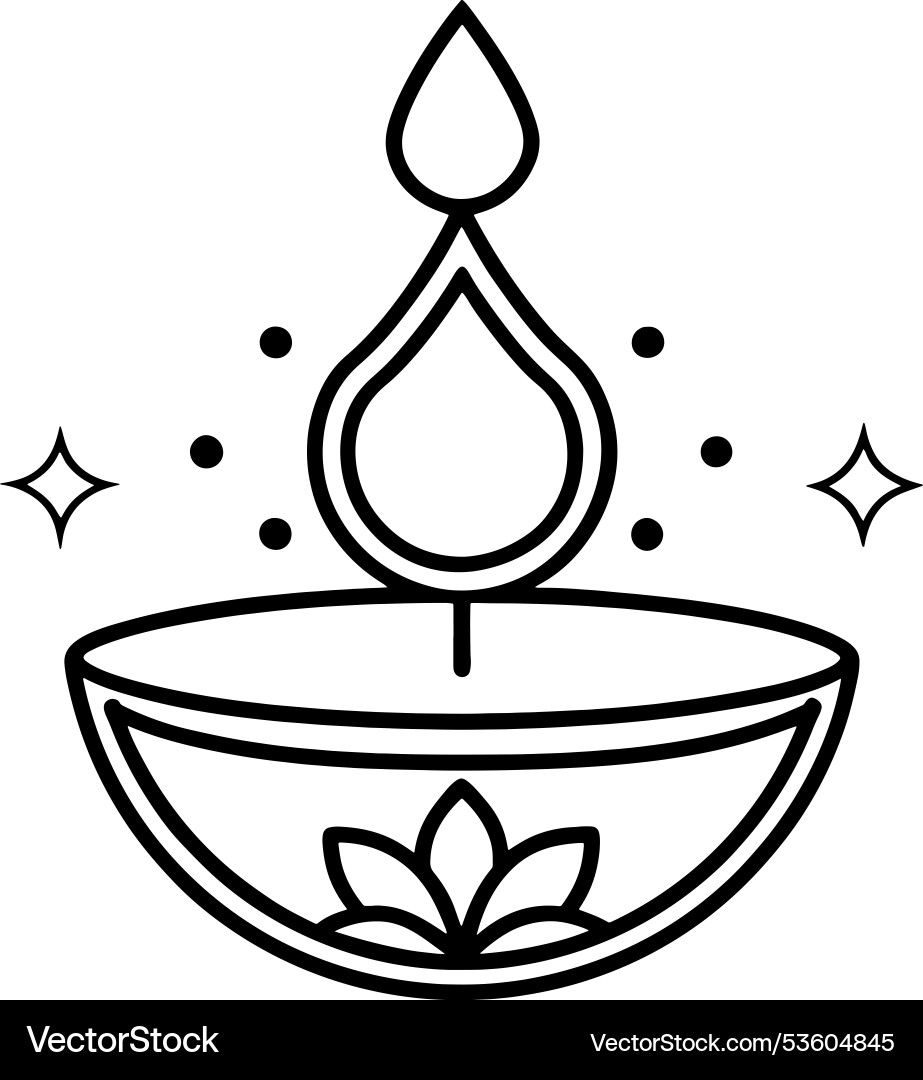 Crisp and simple diwali line art designs on white Vector Image