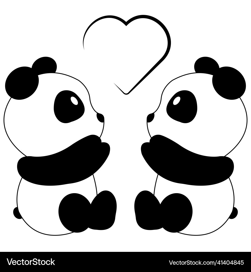 Cute panda couple in love Royalty Free Vector Image
