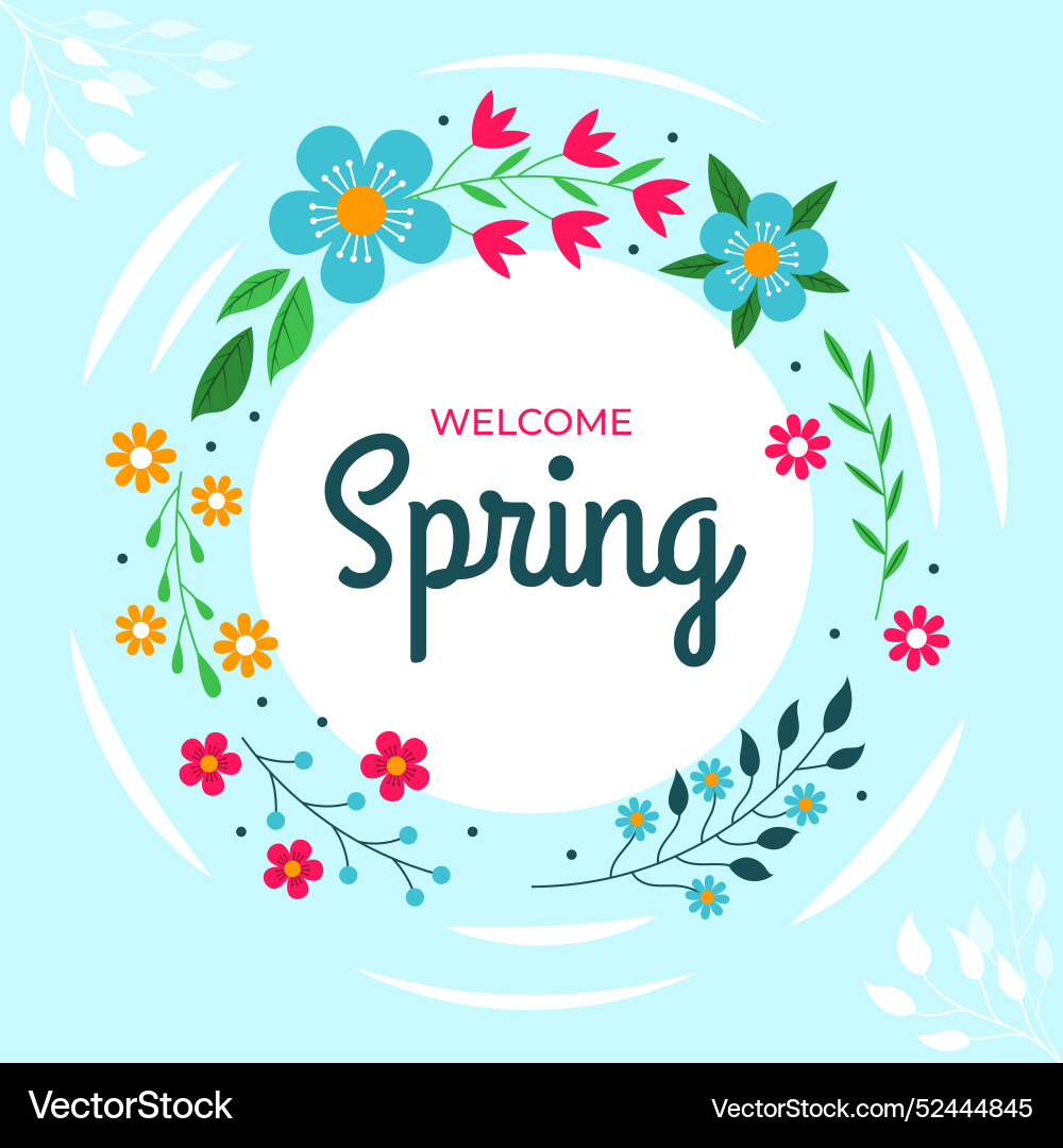 Flat lovely spring floral frame Royalty Free Vector Image